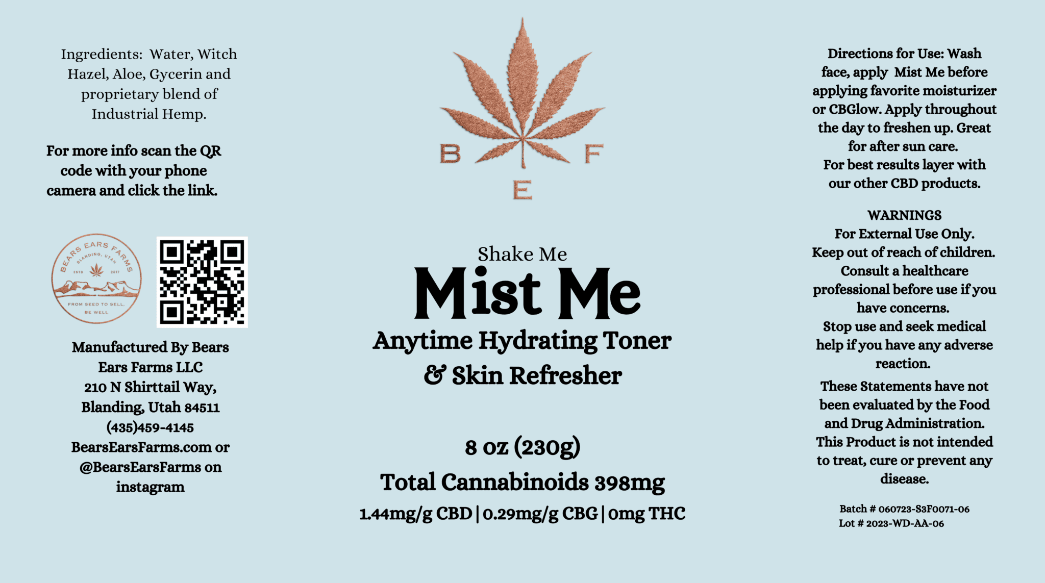 Mist Me – Product Label | Bears Ears Farms